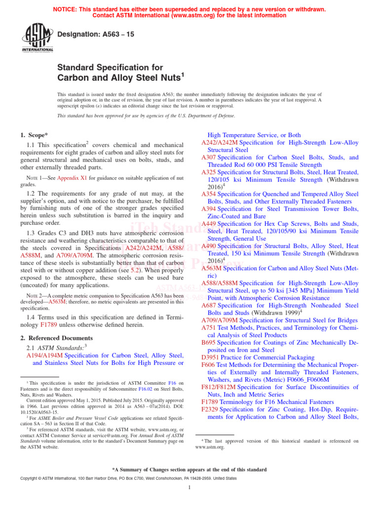 Astm A563 15 | PDF | Screw | Steel