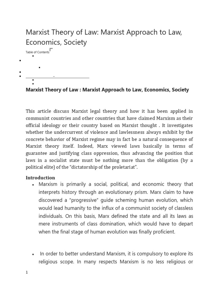 1.marxist Theory of Law | PDF