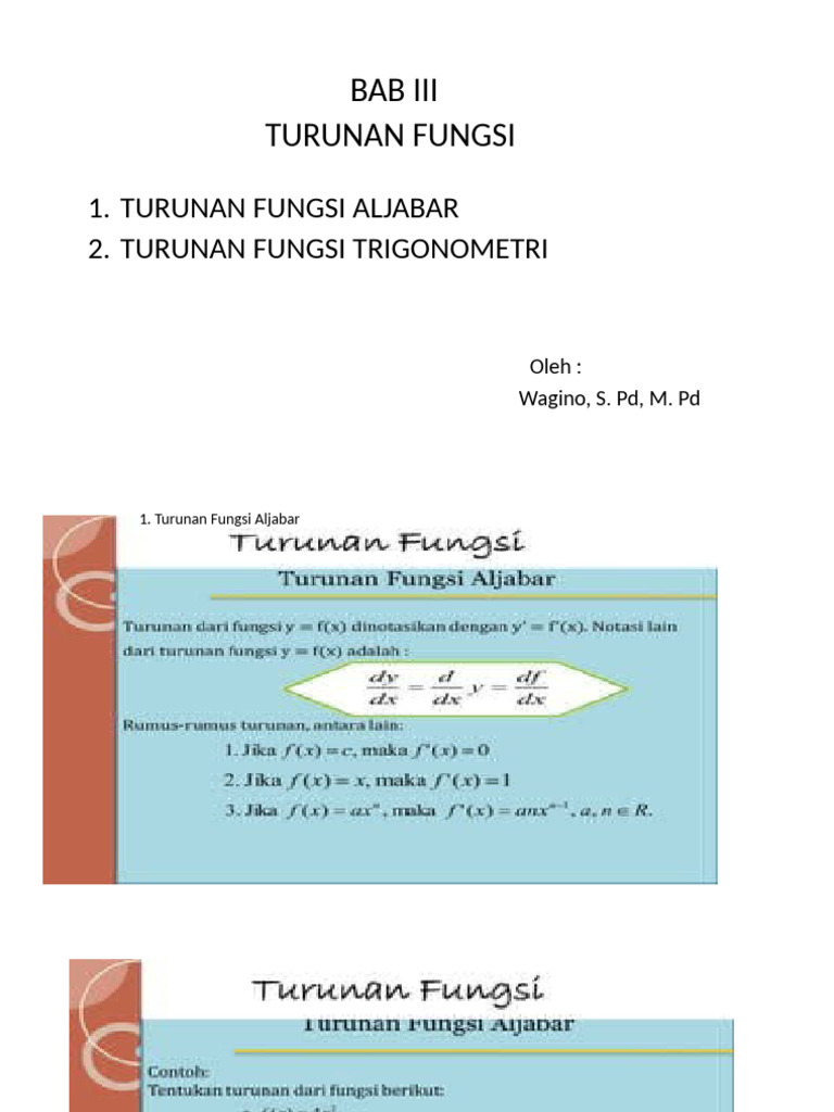 Bab III Turunan Fungsi | PDF