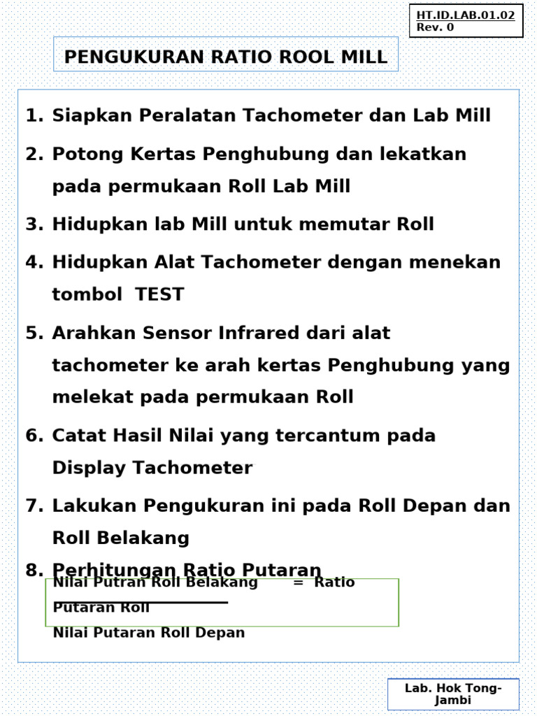 Cara Pengukuran Ratio Roll Mill | PDF