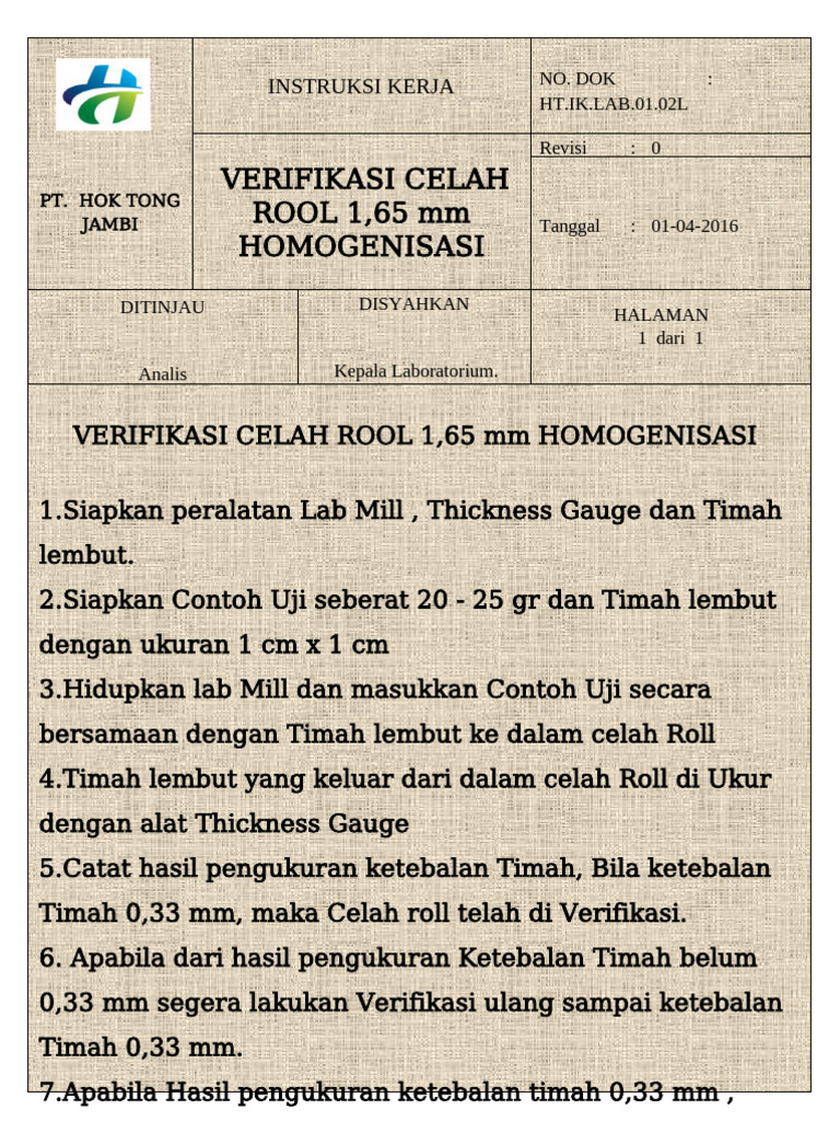 Cara Verifikasi Celah Roll | PDF