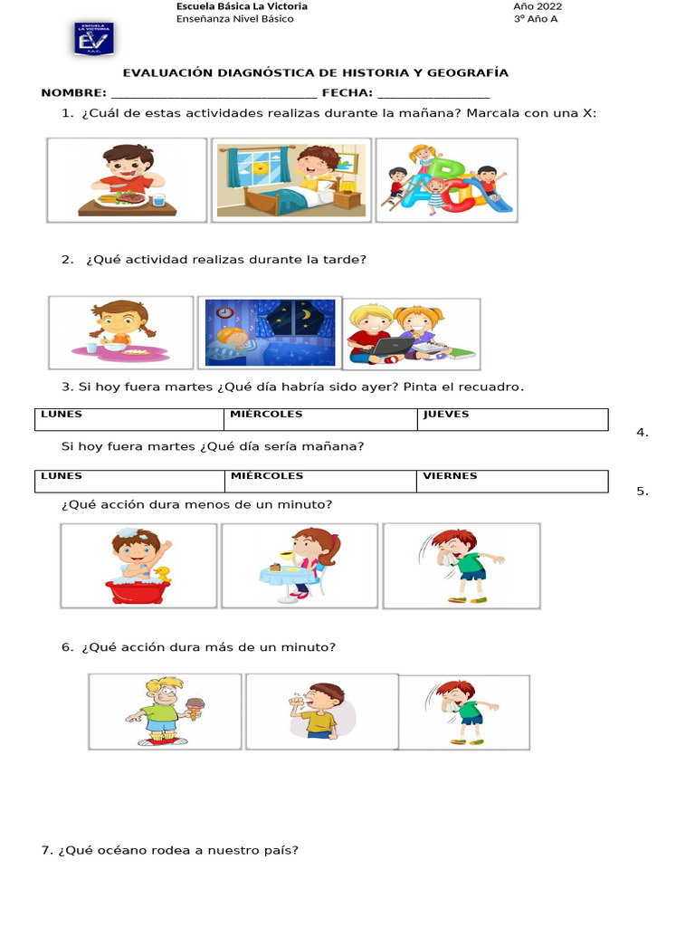 Evaluación Diagnóstica de Historia y Geografía - 2° | PDF