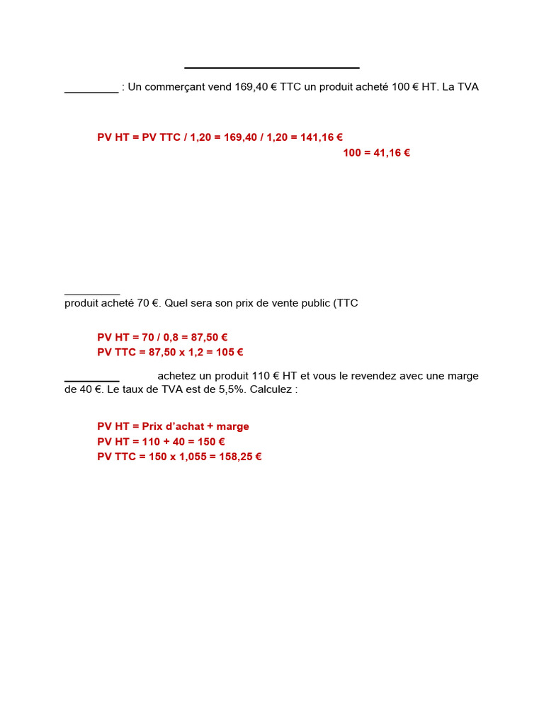 Calculs de Prix Corrections Des Applications | PDF