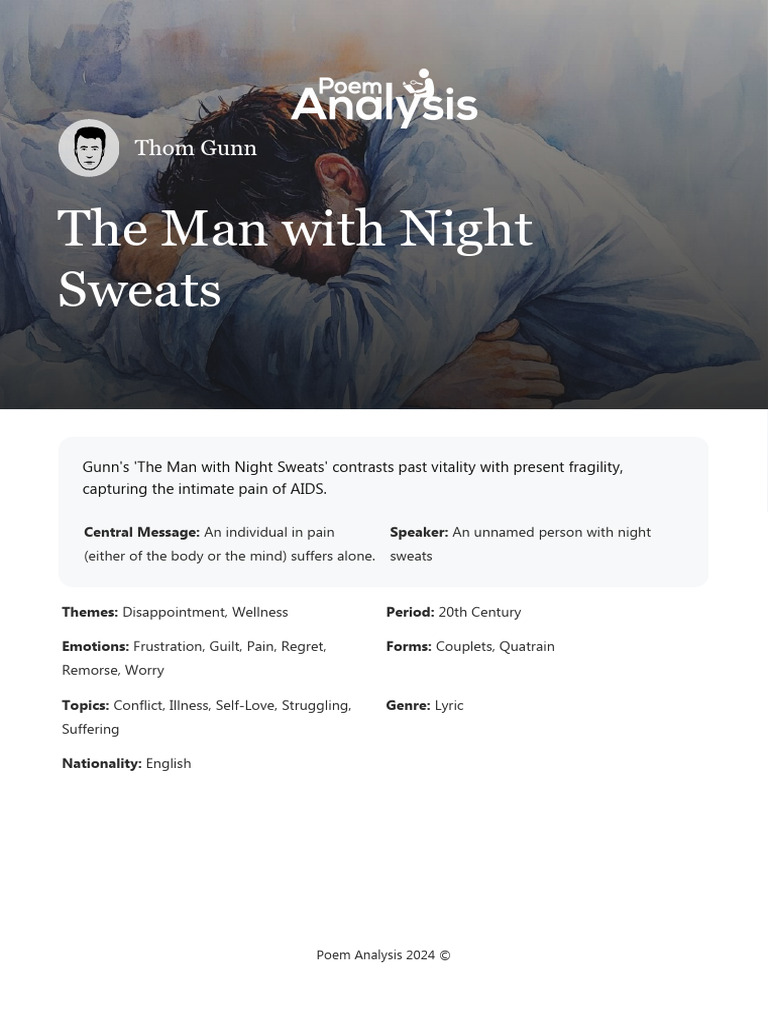 The Man With Night Sweats by Thom Gunn Poetry+ Guide | PDF