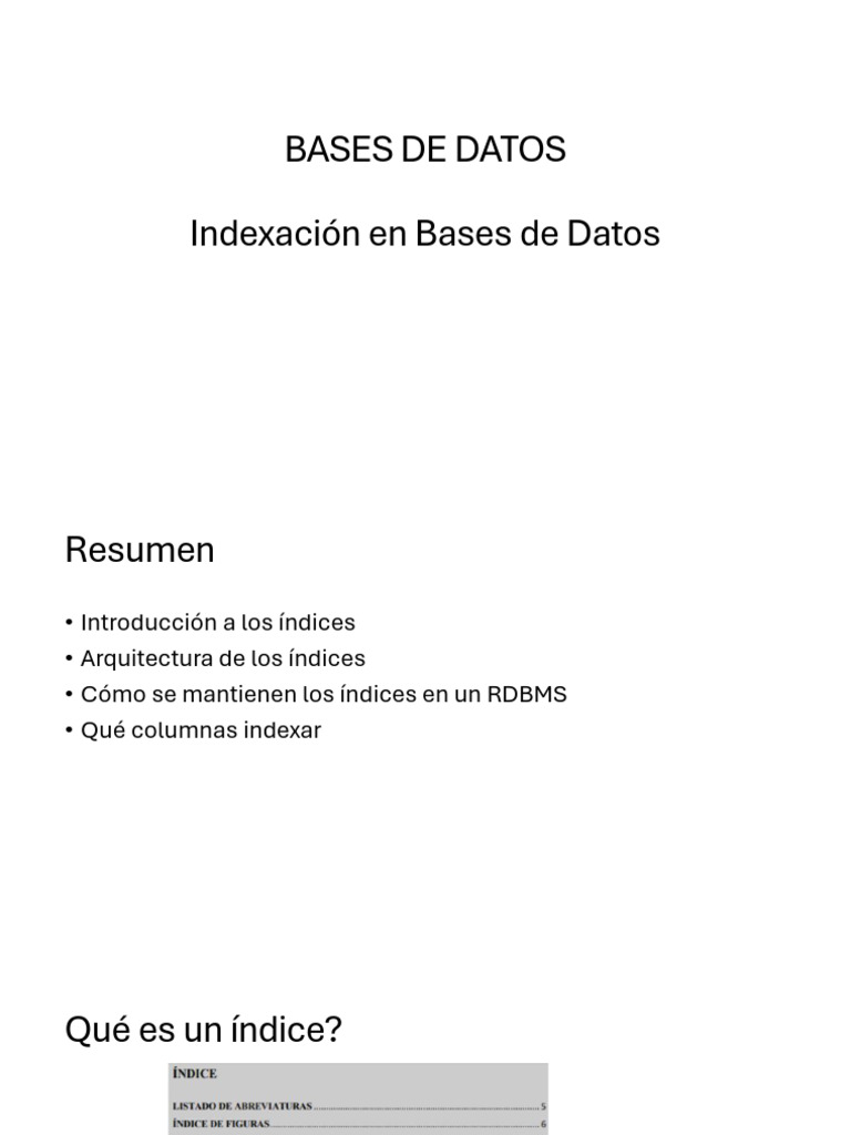 Guía de Indexación en Bases de Datos | PDF | Bases de datos | Informática