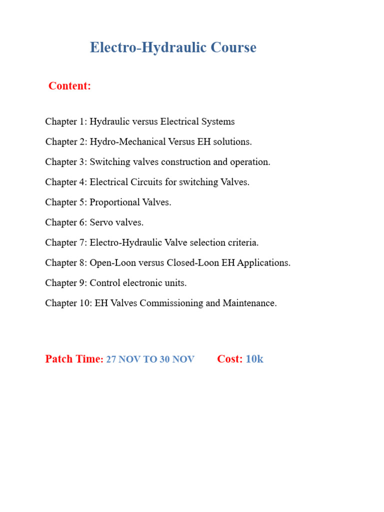 Electro Hydraulics Course | PDF