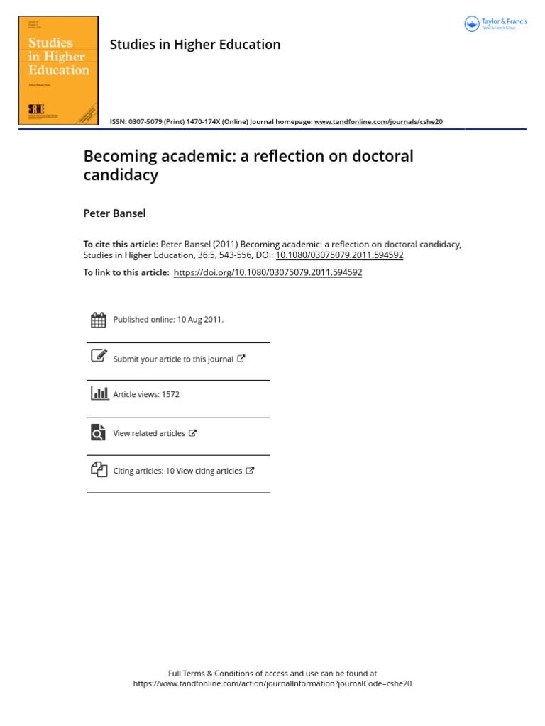 Becoming Academic A Reflection On Doctoral Candidacy | PDF