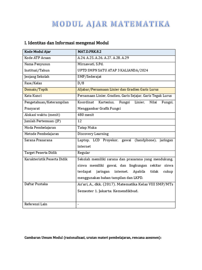 Dokumen Perencanaan (Contoh Modul & RPP 3 Mapel) | PDF