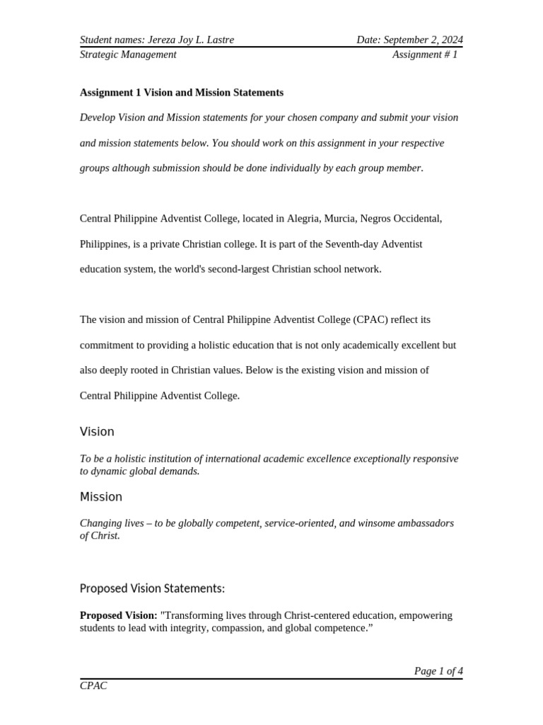 SM Assignment 1 | PDF | Strategic Management