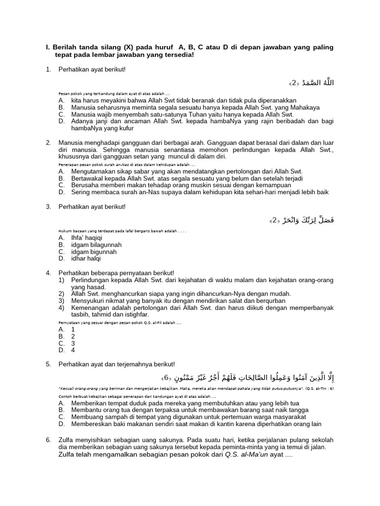 Contoh Soal Us SD | PDF
