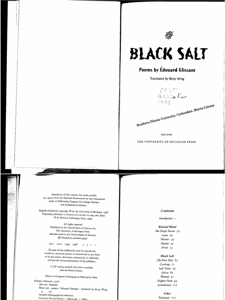 Glissant Edouard Black Salt Poems | PDF