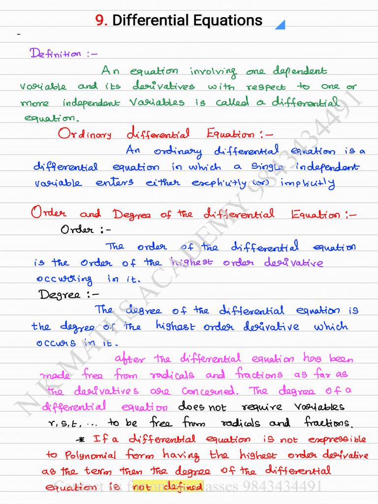 9 Differential Equations Watermark (1) Watermark 240907 193053 | PDF