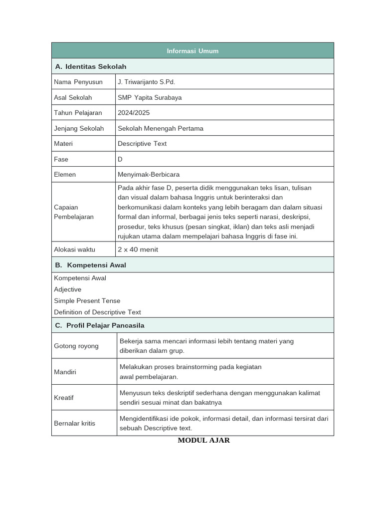 E. Modul Ajar | PDF