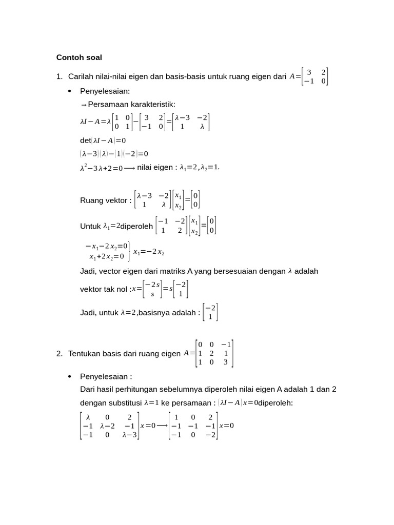 Contoh Soal Nilai & Vektor Eigen | PDF