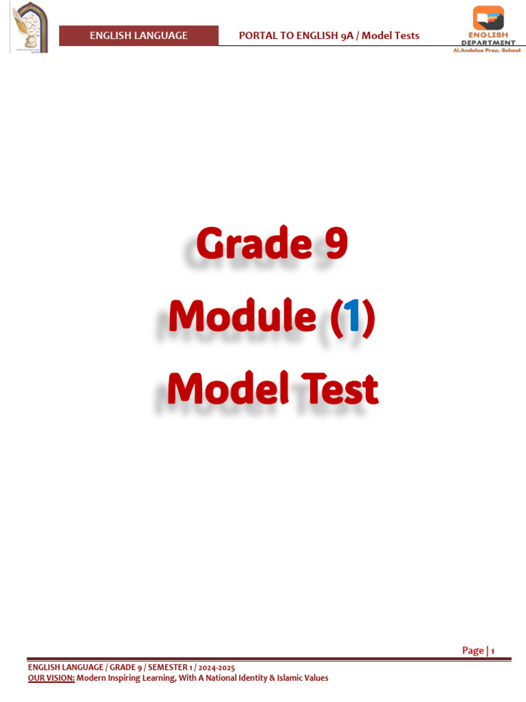 English G9 Mid-Sem1 Sheets 2024-2025 | PDF