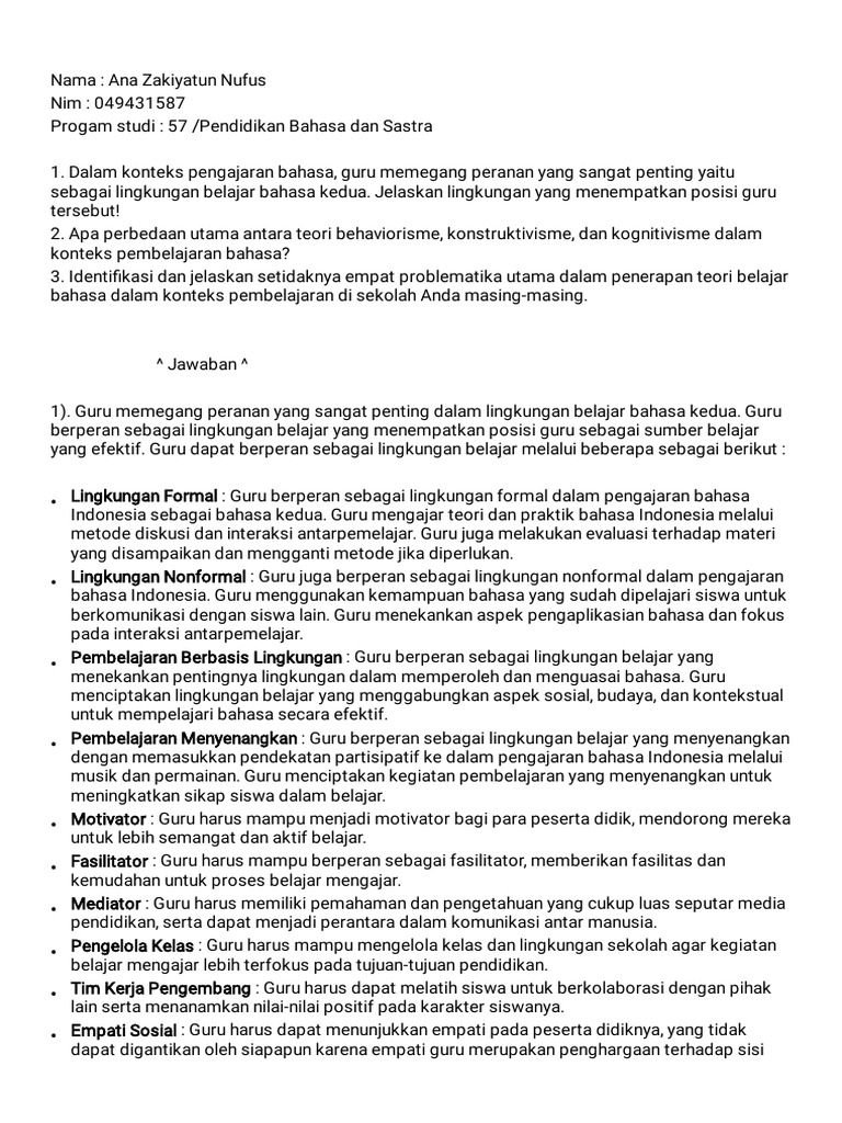 Teori Belajar Bahasa ^^ | PDF