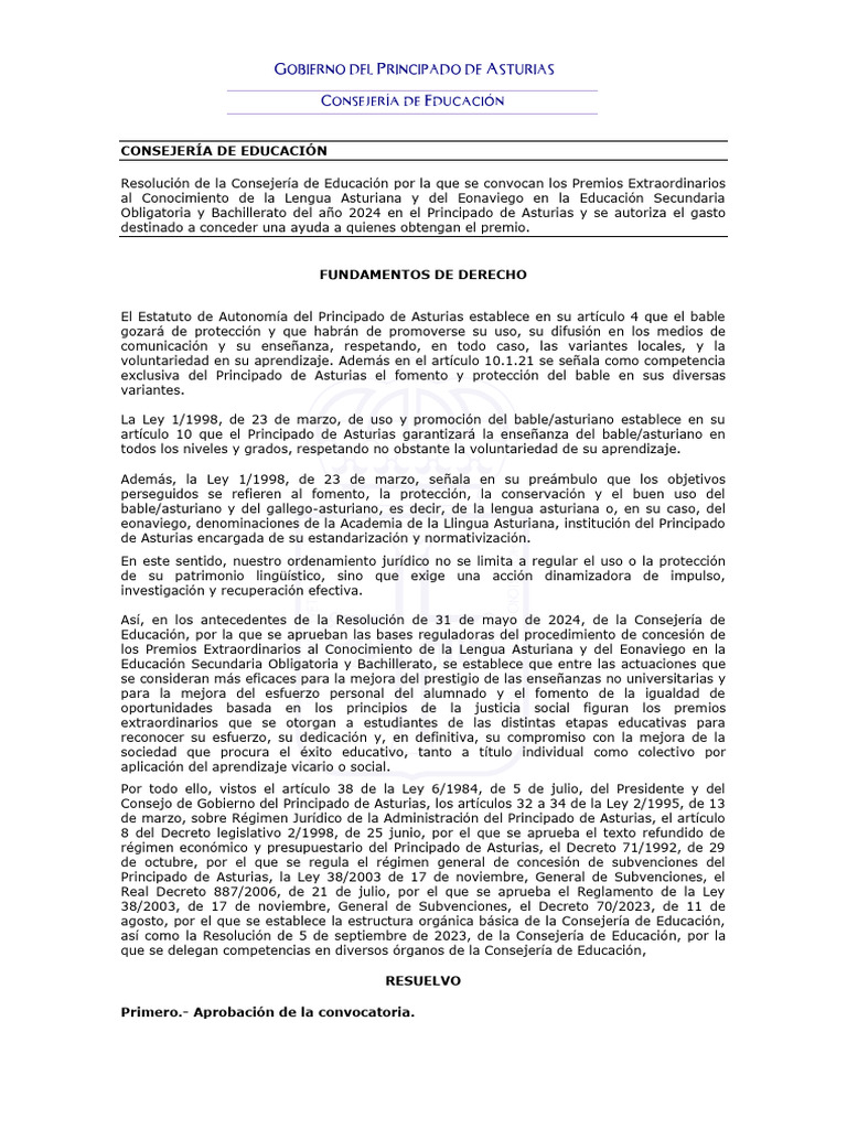 2024 10 Est Ast Premios Extra Convoca Res Cast | PDF