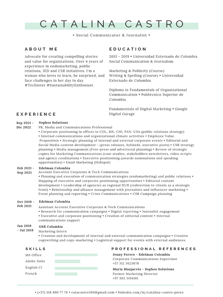 CV I Comms Eng Catalina Castro 2023 | PDF