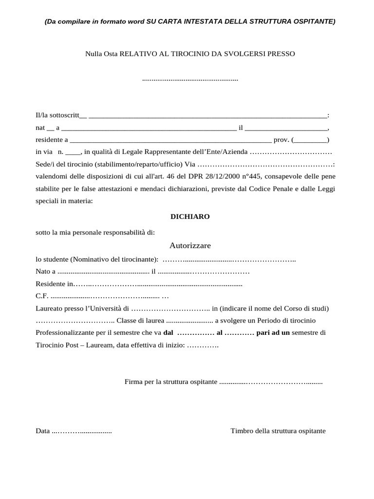 Nula Osta Modello | PDF