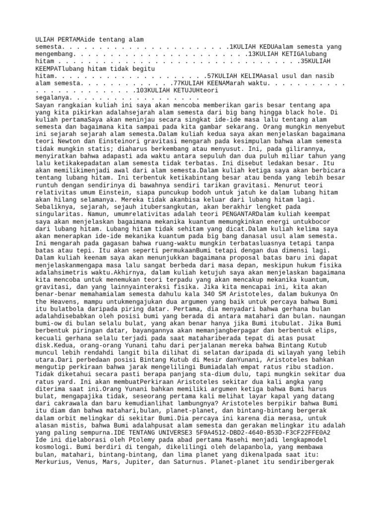 ULIAH PERTAMAide Tentang Alam Semesta. - . . | PDF