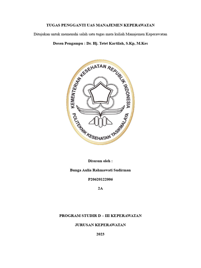 06 - Bunga Aulia R.S - Tugas Pengganti Uas Manajemen Keperawatan | PDF 06 - Bunga Aulia R.S - Tugas Pengganti Uas Manajemen Keperawatan | PDF