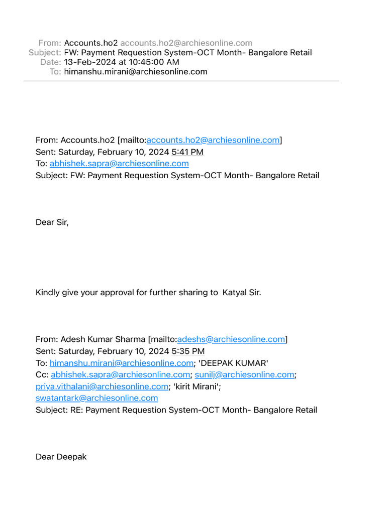 FW Payment Requestion System-OCT Month - Bangalore Retail | PDF | Email ...