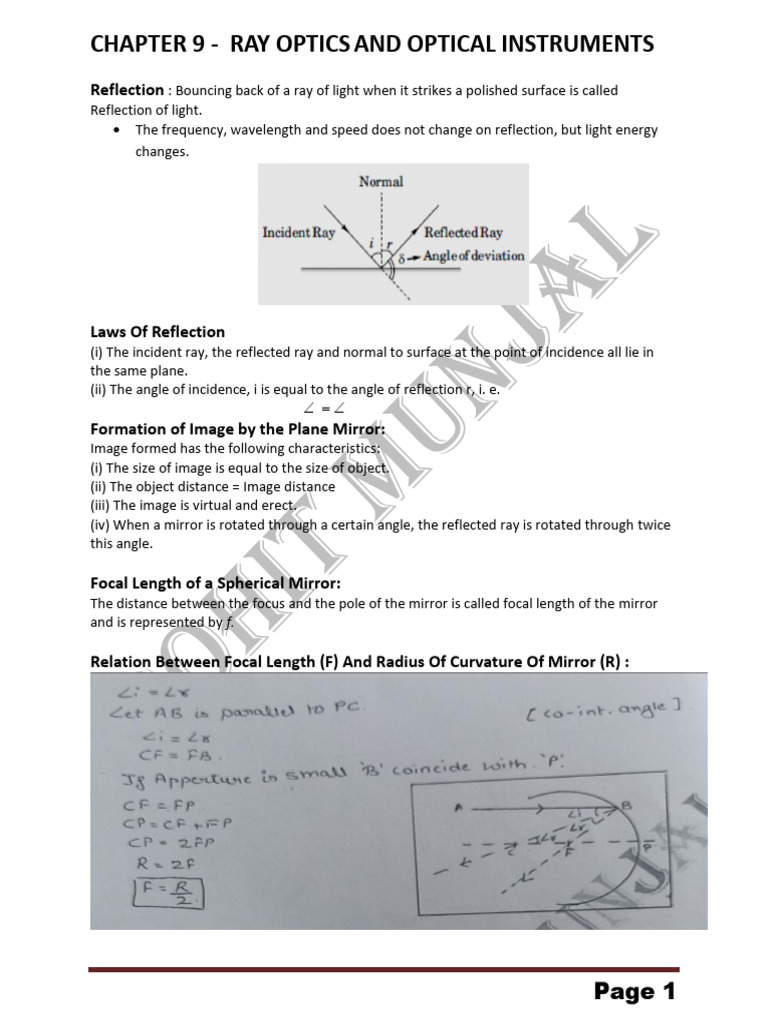 CH9 Ray Optics Without Footer | PDF