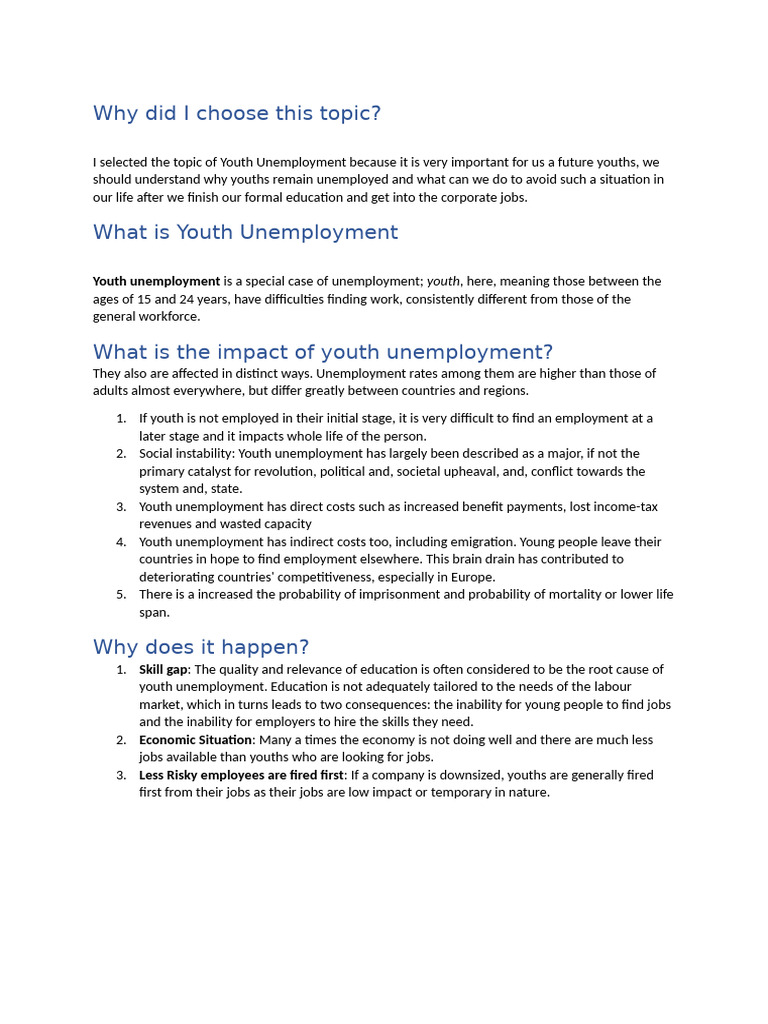 Global Perspective Youth Unemployment Project | PDF