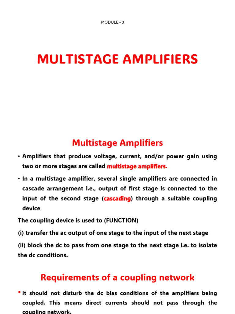 Mod 3 - Multistage Amplifiers | PDF