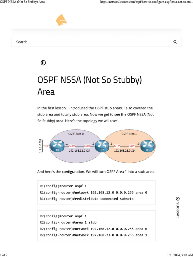 Ospf Nssa (Not So Stubby) Area | PDF