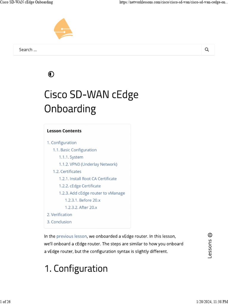 Cisco SD-WAN CEdge Onboarding | PDF