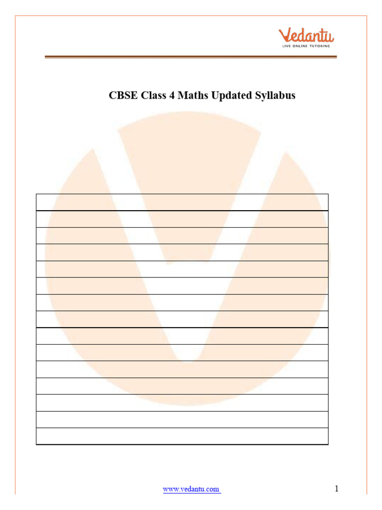 CBSE Class 4 Maths Syllabus 2024-25 - Revised PDF Download | PDF