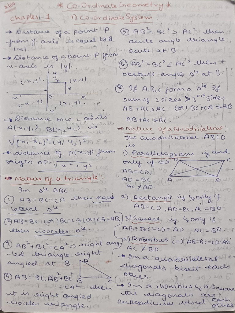 Maths 2d Coordinate Geometry Notes S1 | PDF