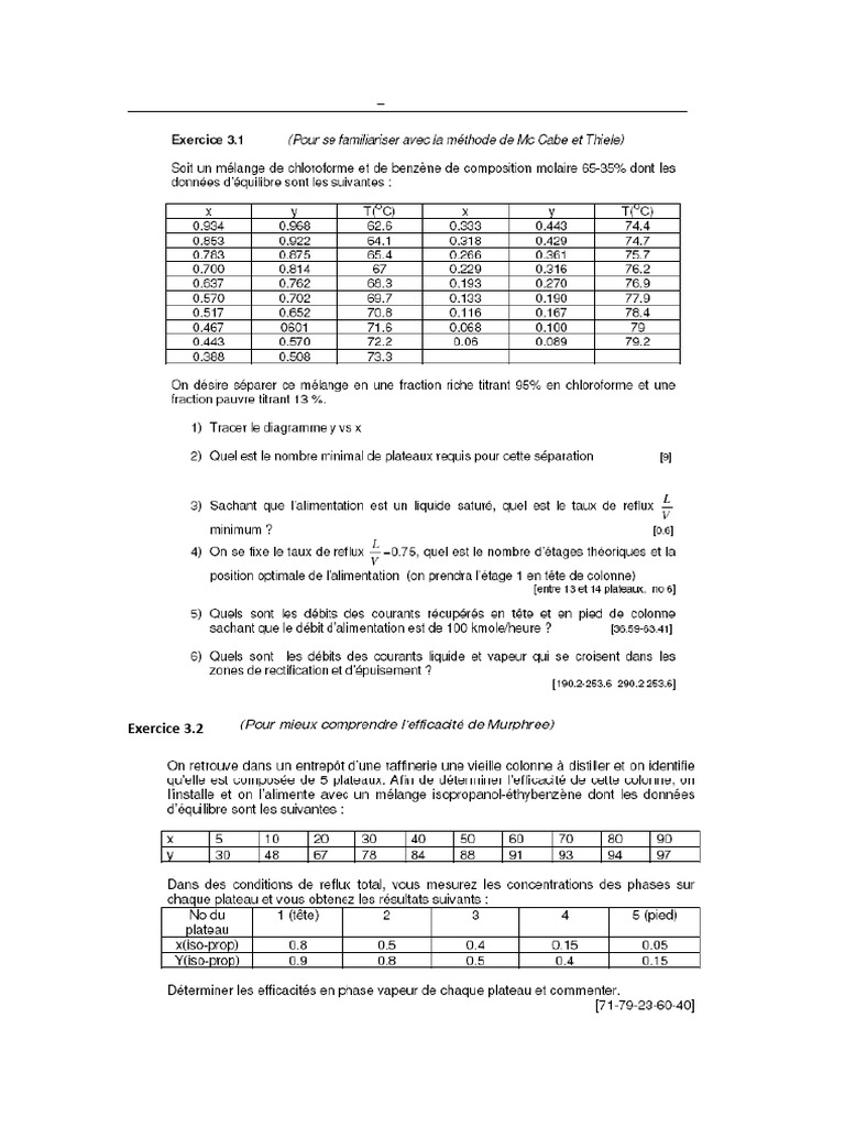 TD Série No 3 Méthode de McCabe Et Thiele | PDF