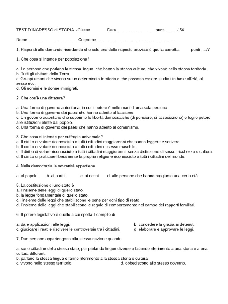 Verifica Di Storia - 2 | PDF