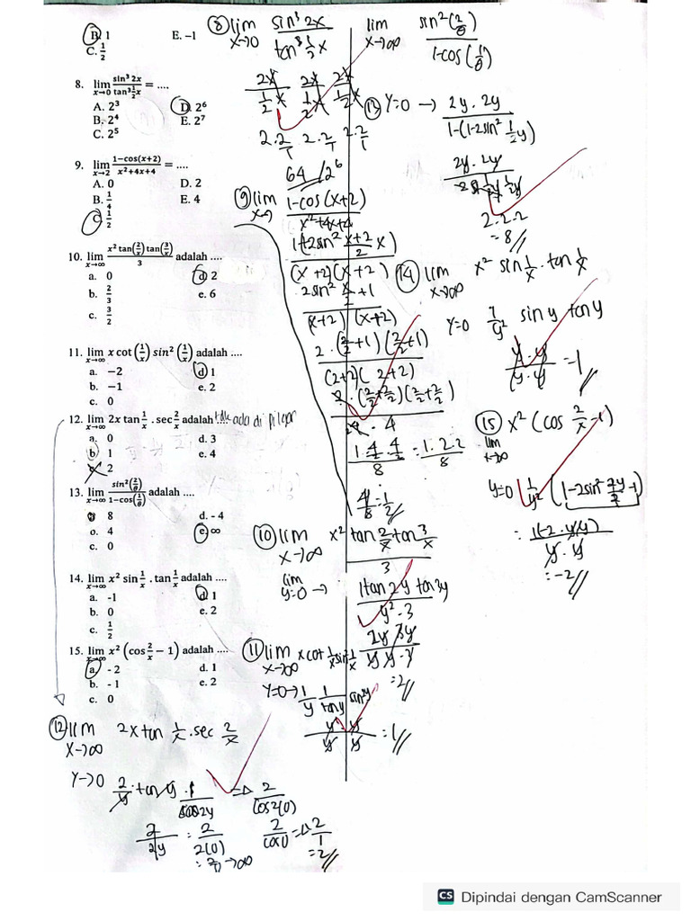 Ulangan Matipa (Limit Trigonometri) | PDF