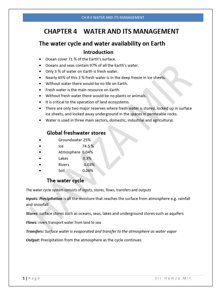 CH 4 Water & Its Management | PDF