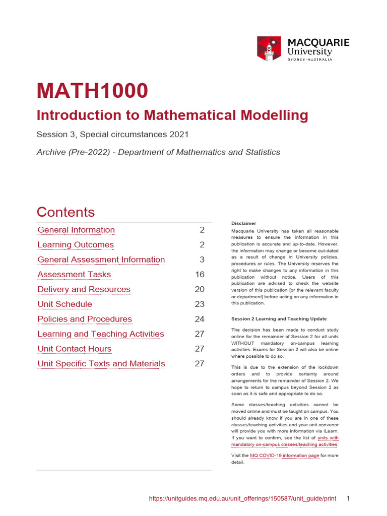 Unit Guide Maths | PDF