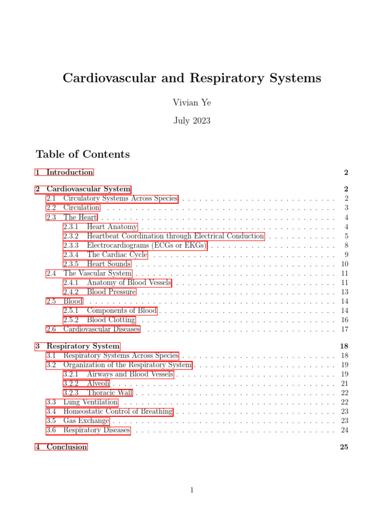 Cardiovascular and Respiratory Systems | PDF