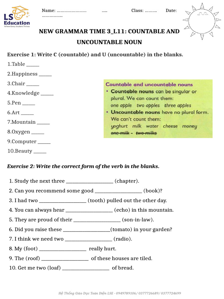 New GT 3 - L11 - Count and Uncount | PDF