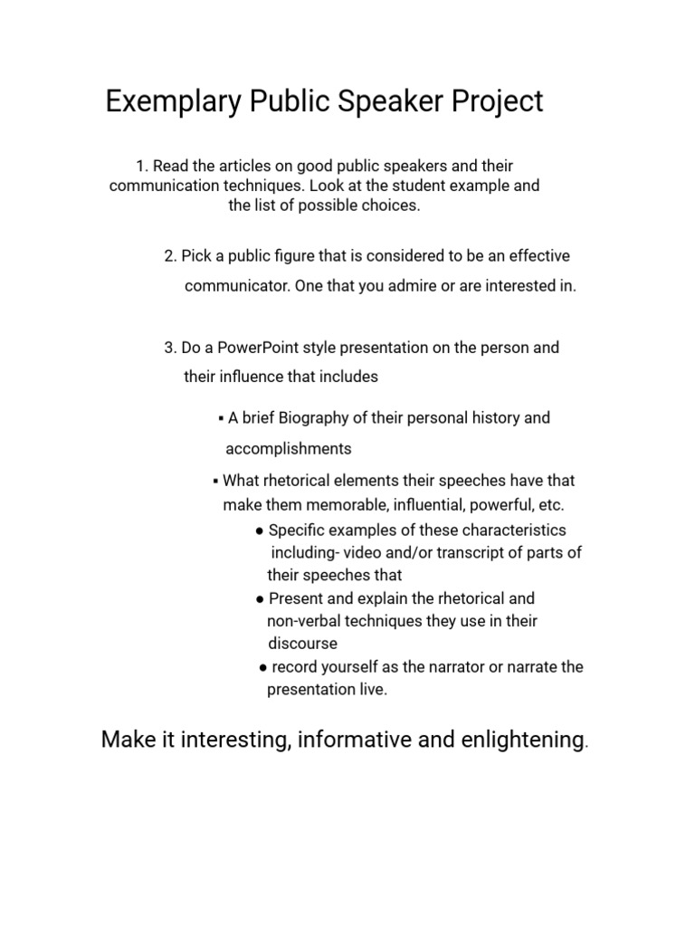 Exemplary Public Speaker Assignment | PDF | Career & Growth