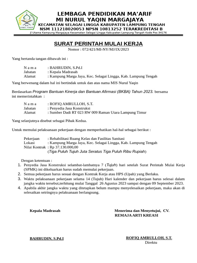 SPMK Mis Nurul Yaqin | PDF