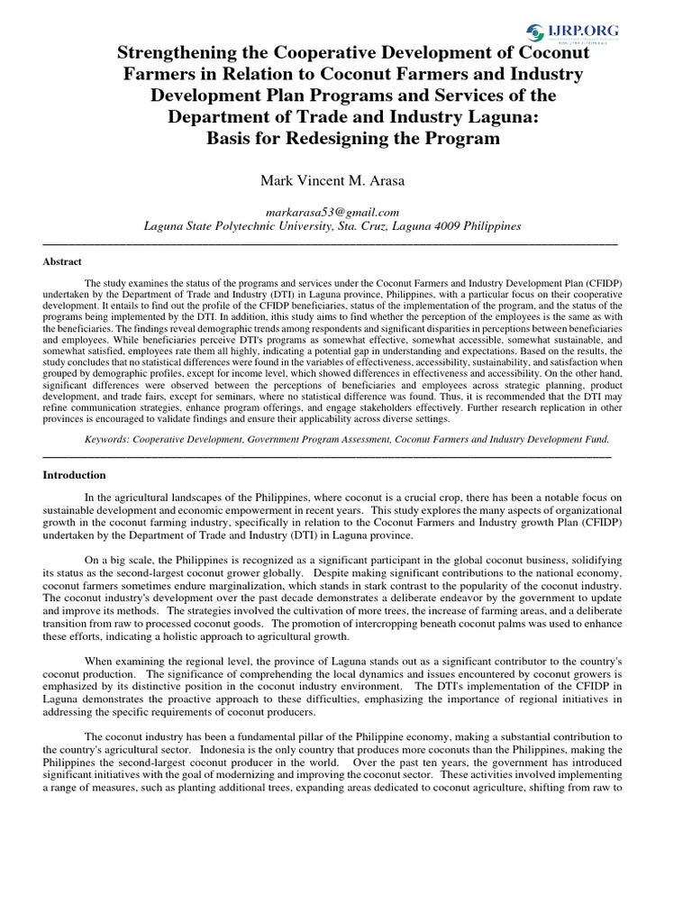 Arasa - Developing Cocnut Farmer Coperation | PDF