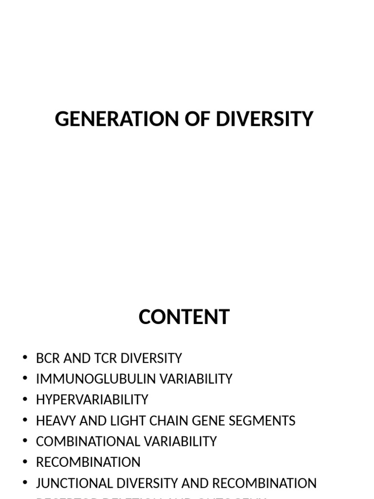 Generation of Diversity | PDF