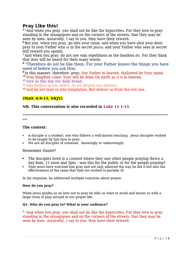 The Model Prayer 072021 | PDF | Lord's Prayer | Prayer