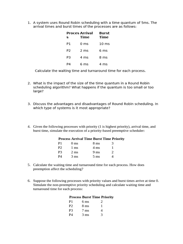 Tutorial1 CPU Scheduling | PDF
