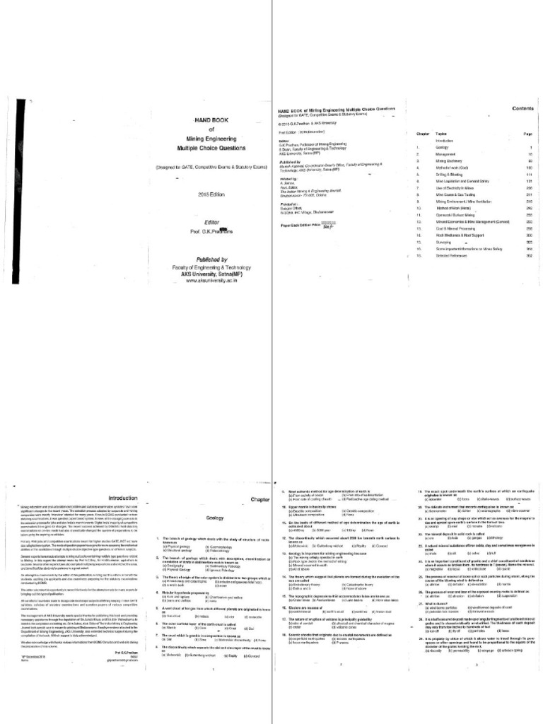 G K Pradhan Hand Book Mining Engineering | PDF