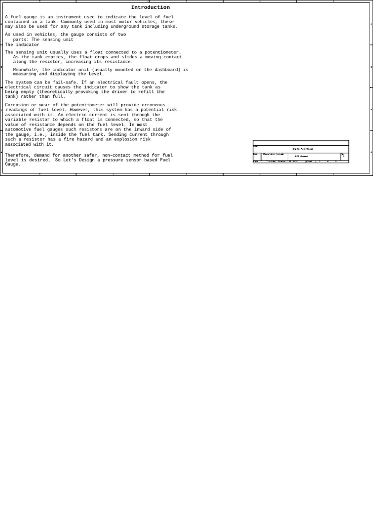 Pressure Sensor Fuel Gauge Design | PDF | Manufactured Goods | Energy ...