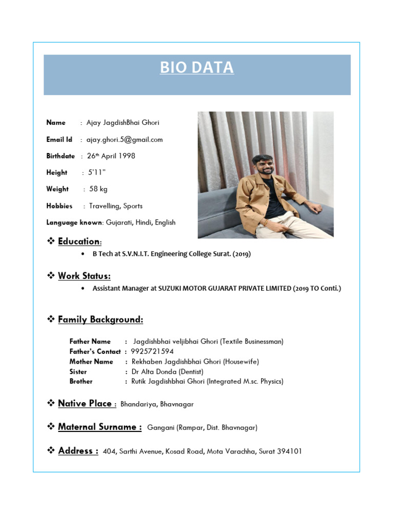 Bio Data Ajay | PDF