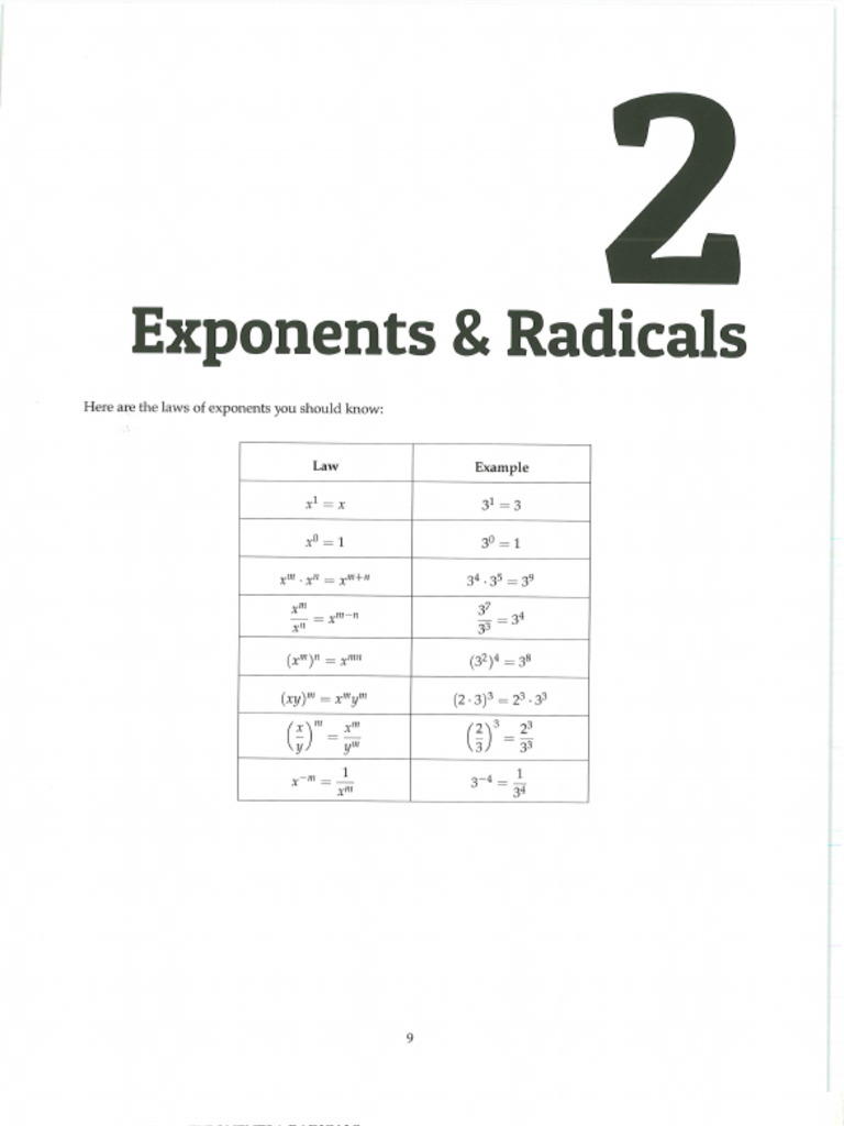 2-1 Exponents and Radicals | PDF